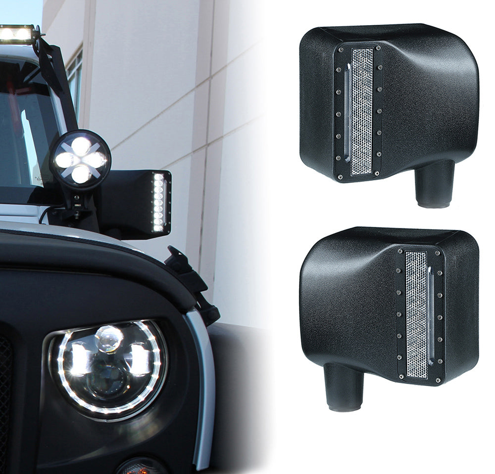 Jeep Wrangler JK Side Mirror Housing with LED Spotlight - Titan Off Road