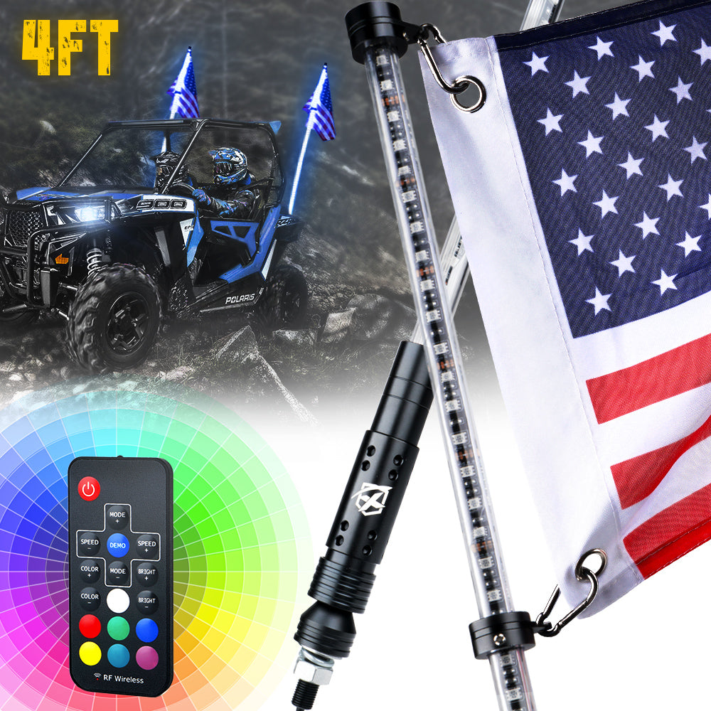 Xprite Remote Control LED Flag Pole Whip Light with RGB Colors - Titan ...