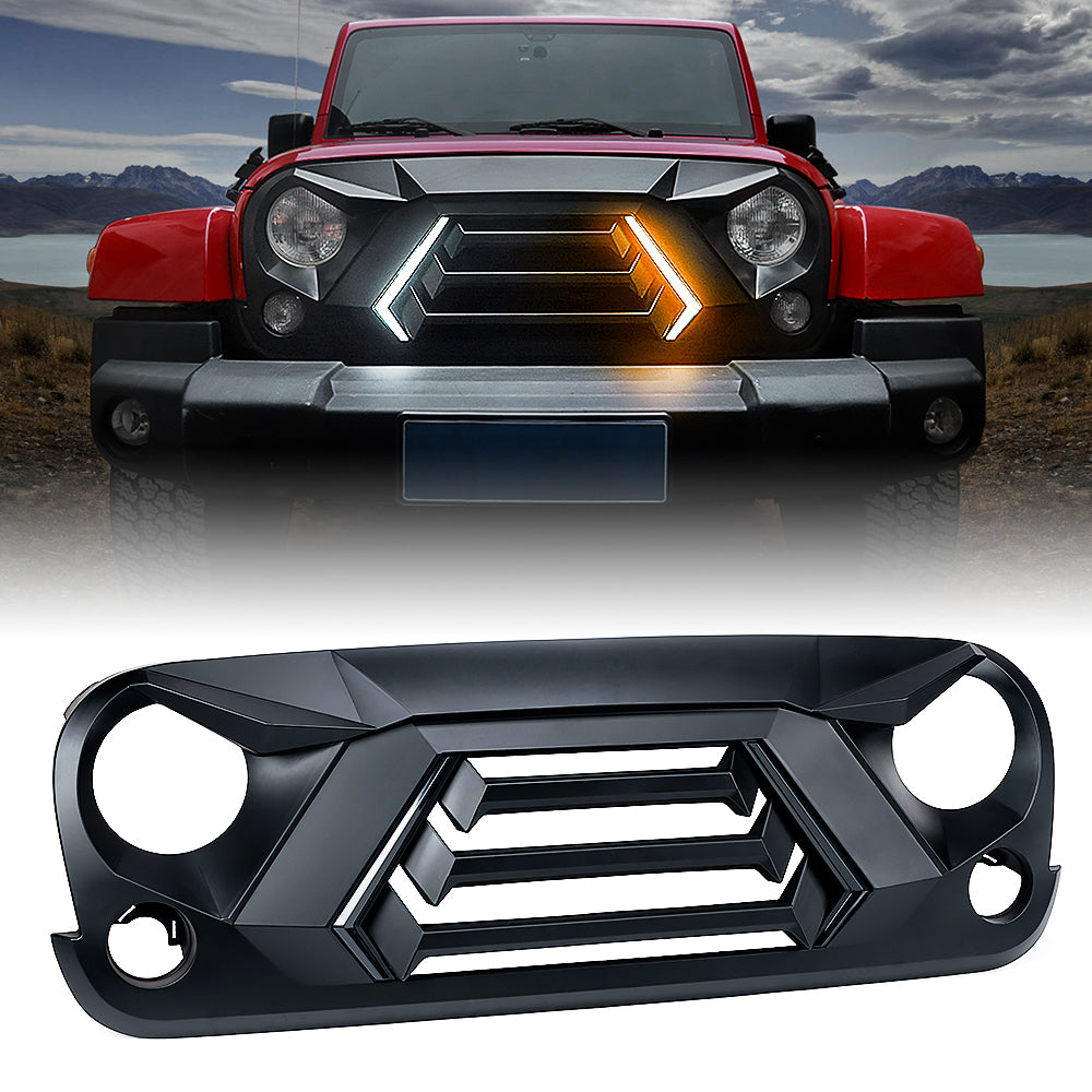 Angry Grille with Turn Signal for Jeep Wrangler JK | Vader Series ...